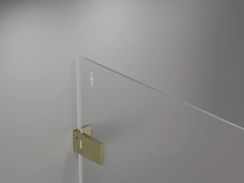 Mexen Lunar-F L skládací sprchový kout levý 80 x 80 cm, průhledný, zlatý kartáčovaný - 836L-080-080-55-00-L