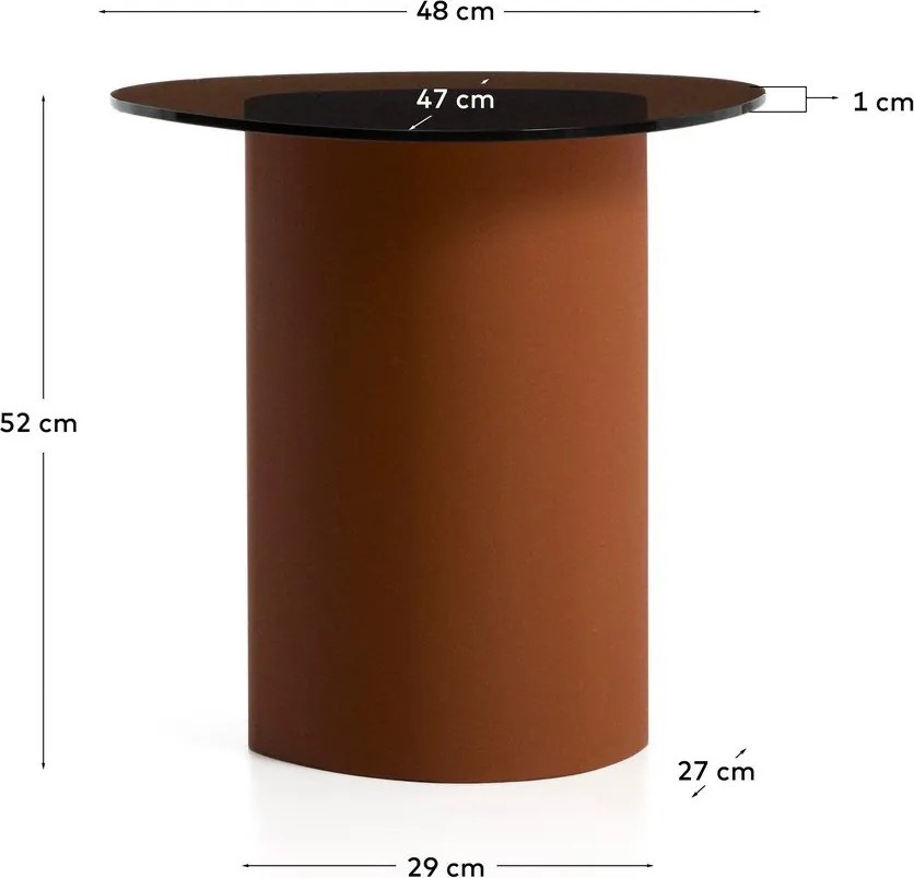 Odkládací stolek se skleněnou deskou 47x48 cm Olir – Kave Home