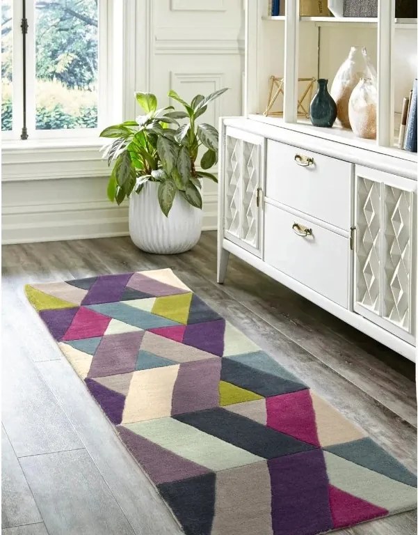 Barevný koberec Mode Chevron Blue Green Rozměry: 70x200 cm