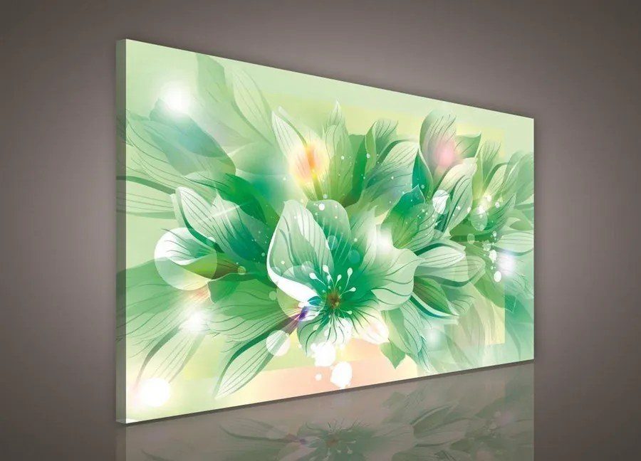 Postershop Obraz na plátně: Abstraktní květiny (zelené) - 75x100 cm