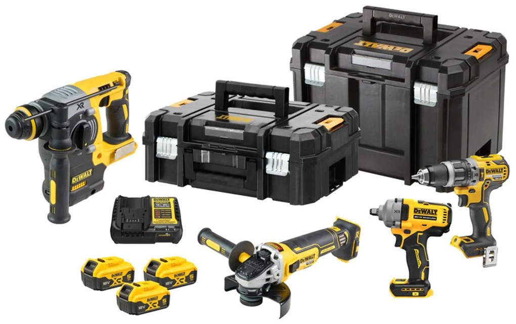 DeWALT - 10dílná sada AKU nářadí, baterií a nabíječky DCK428P3T