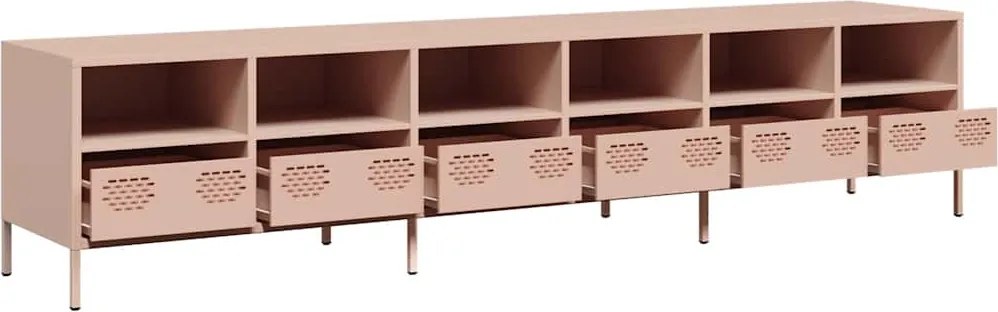 TV skříňka růžová 202 x 39 x 43,5 cm ocel válcovaná za studena 3307156