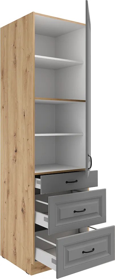 STILO ad | vysoká skříňka 60 DKS-210 3S 1F potravinová | 60 cm | UNI dvířka | artisan/šedá