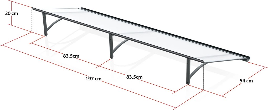 LANIT PLAST, s.r.o. stříška nad dveře LANITPLAST RUMBA XL 197/54 antracit LG2761