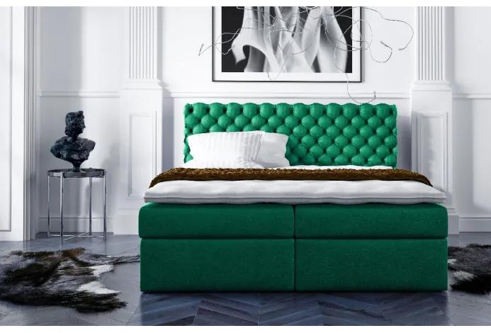 Stylová kontinentální postel Giulio zelená 140 + topper zdarma
