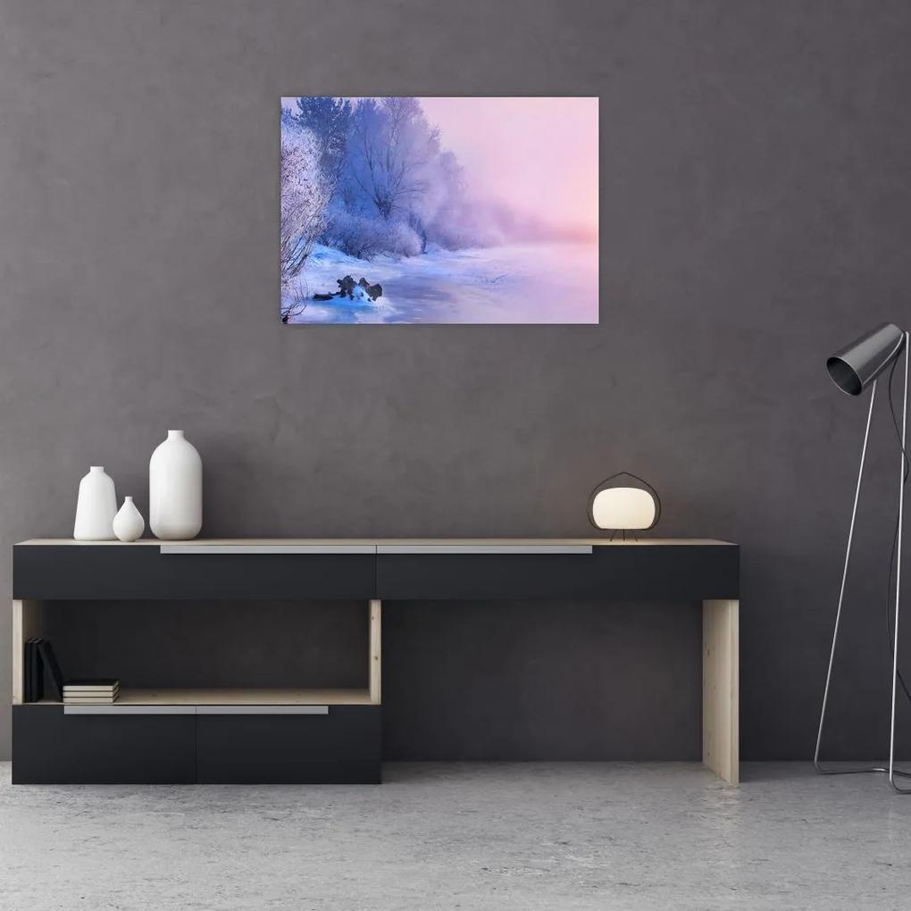 Skleněný obraz - Zamrzlá řeka (70x50 cm)