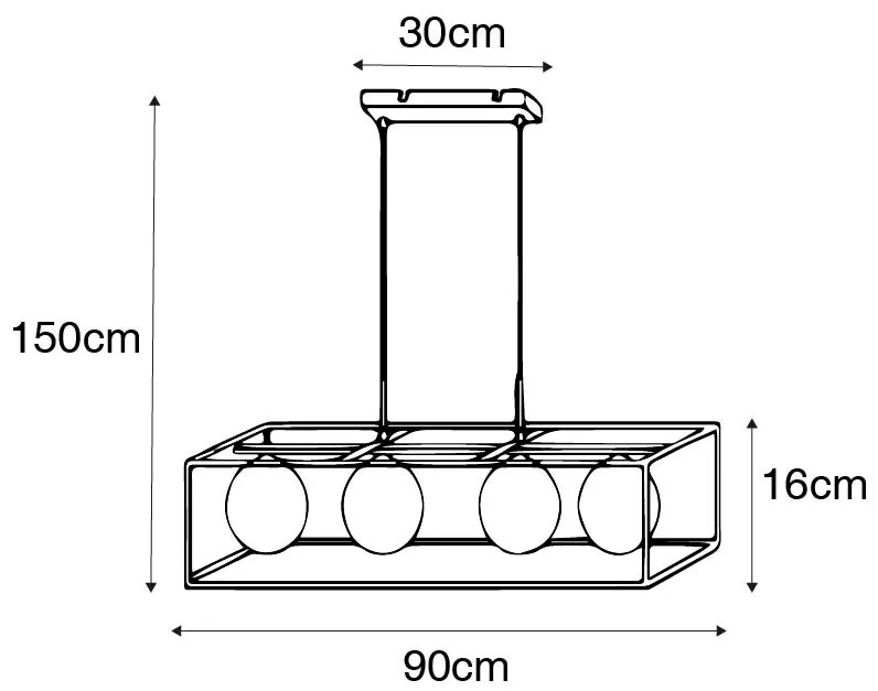 Designové závěsné svítidlo zlaté s bílým sklem 4-světlo - Aniek