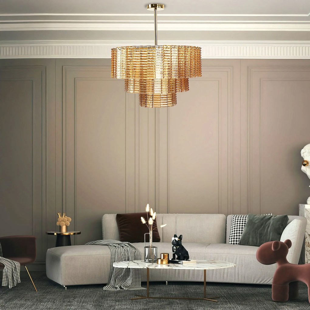 Toolight Závěsné osvětlení Crystal Modern D16 APP1677-8CP hnědé
