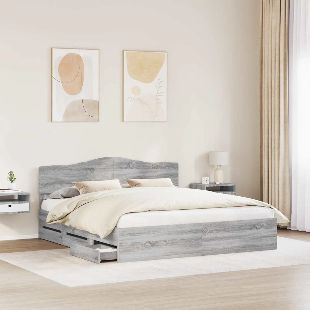Rám postele s čelo Šedá Sonoma 180 x 200 cm Inženýrské dřevo 3412982