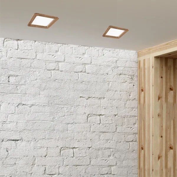 LED Podhledové svítidlo WOODY SPOT LED/17W/230V 3000K ořech 18,5x18,5 cm