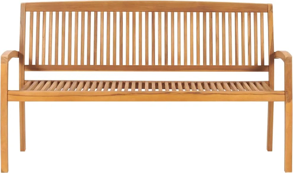 Stohovatelná zahradní lavice s poduškou 159 cm masivní teak 3063317