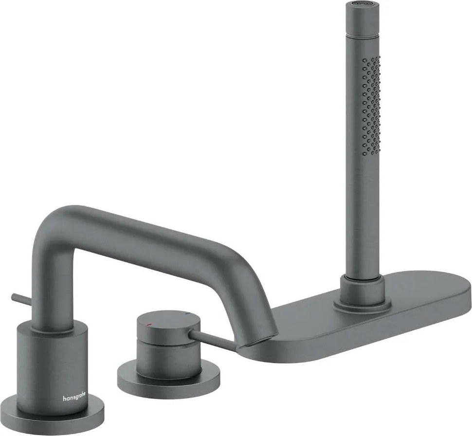 Hansgrohe Tecturis S - Baterie na okraj vany, 3-otvorová instalace, sBox, kartáčovaný černý chrom 73447340