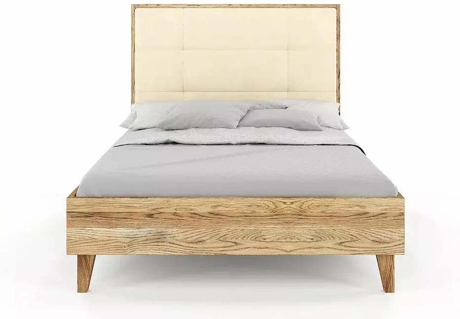 Dubová postel s čalouněným čelem Frida - retro olej   Dub retro 200x200 cm