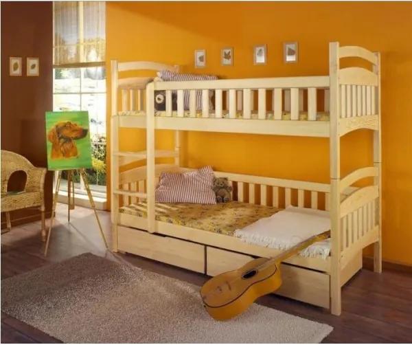 Patrová postel pro dvě děti DOMINIK, masiv borovice , Buk