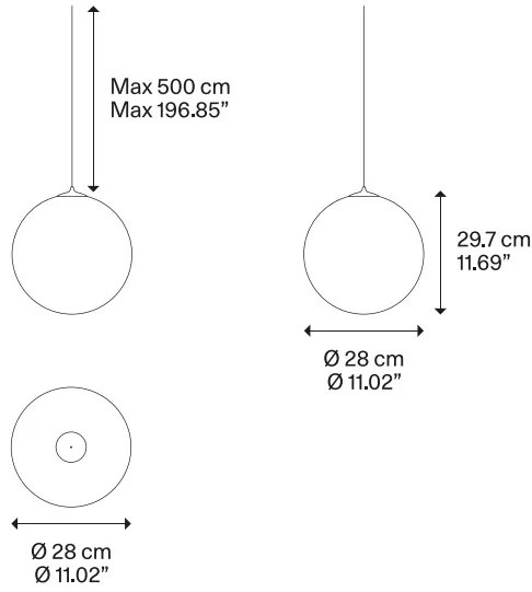 Lodes Random Solo 28, závěs z bílého foukaného skla, 1x5W LED 3000K, prům.28cm