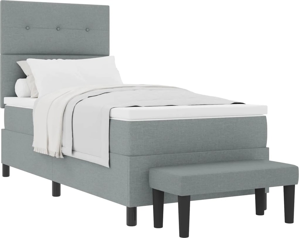 Postel s boxspringem s čelo Světle šedá 100 x 200 cm textil 3344044