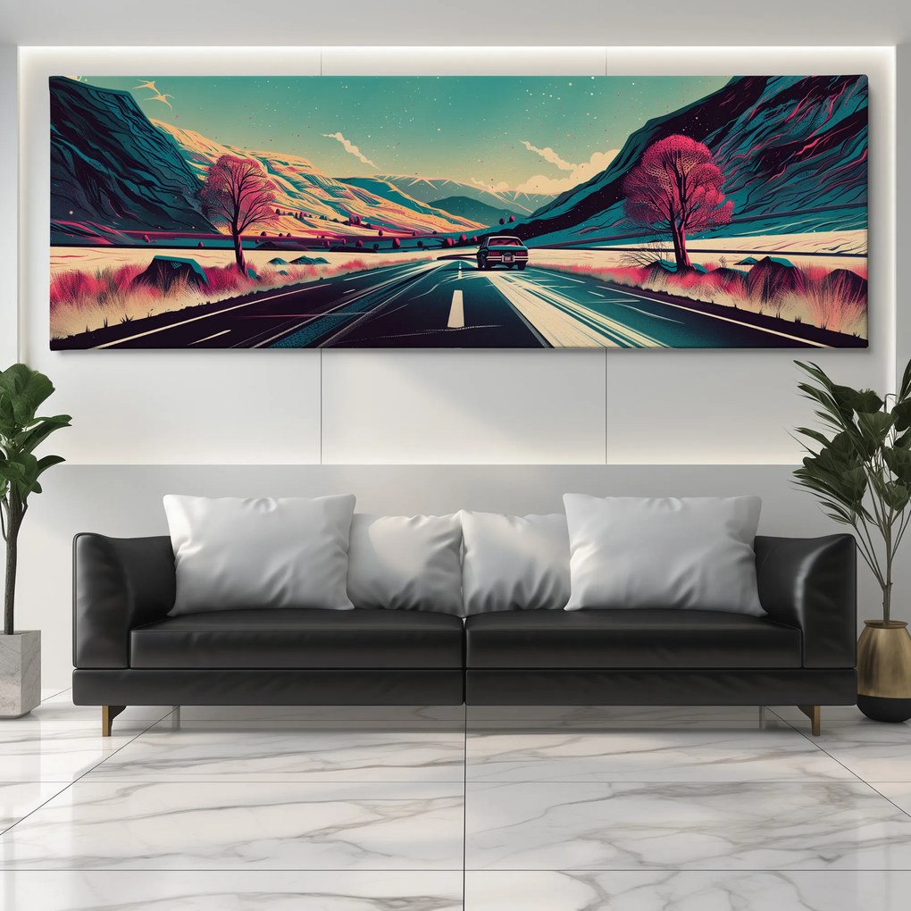 Obraz na plátně - Roadtrip na divokém západě FeelHappy.cz Velikost obrazu (šířka x výška): 120 x 40 cm