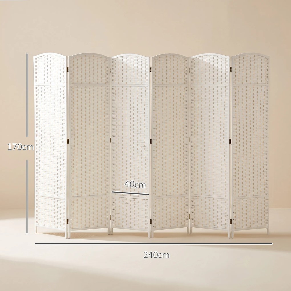 HOMCOM 6-panelový rozdělovač místností 240x170 cm skládací dělicí stěna pro obývací pokoj, ložnici a kancelář