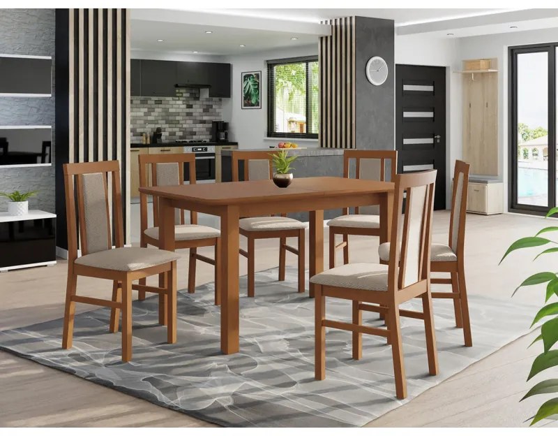 Rozkládací stůl se 6 židlemi - AL65, Barva dřeva: ořech, Potah: 26x - Kronos 22