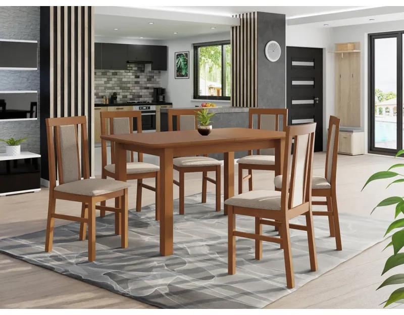 Rozkládací stůl se 6 židlemi - AL65, Barva dřeva: ořech, Potah: Zetta 300