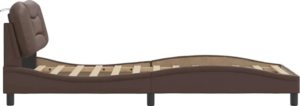Rám postele bez matrace Hvar hnědý 90x200 cm umělá kůže 3207976