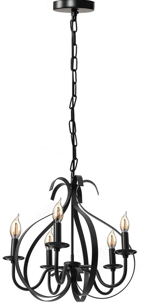 Toolight - Závěsná stropní lampa Rustik - černá - APP255-5CP