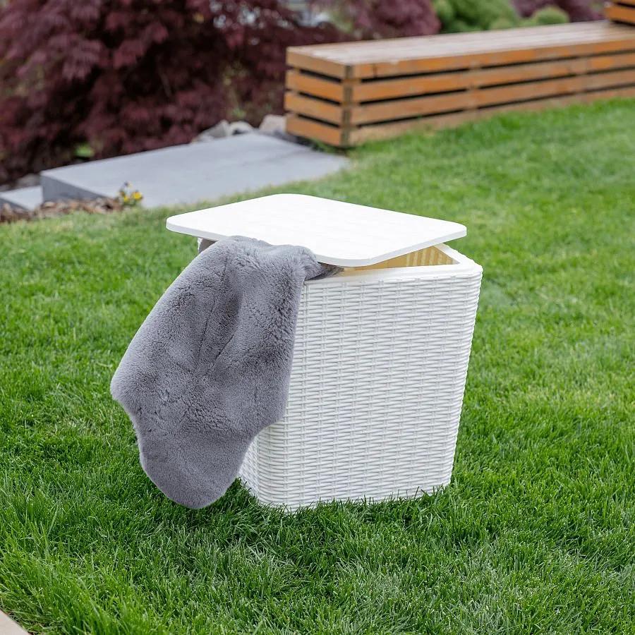 Tempo Kondela Zahradní úložný box / příruční stolek, bílá, Ugur