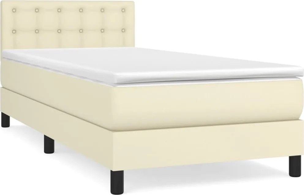 Box spring postel s matrací krémová 100x200 cm umělá kůže 3141109