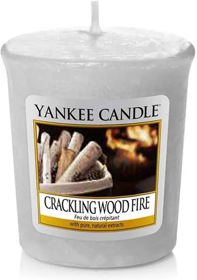 Yankee Candle – votivní svíčka Crackling Wood Fire (Praskající oheň), 49 g