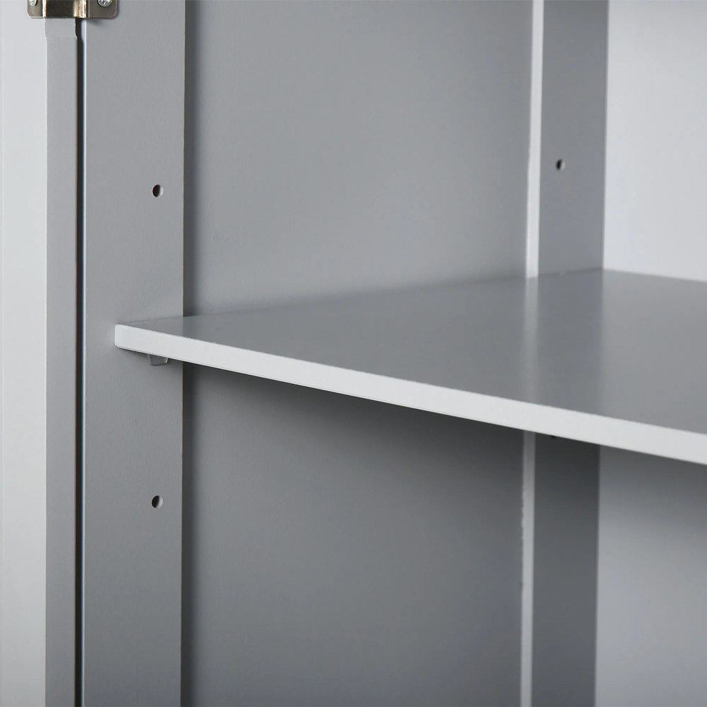 kleankin Úložný kabinet, Koupelnový kabinet, Skříň se 2 dveřmi a 2 zásuvkami - 60 x 30 x 75 cm - Šedá | Aosom