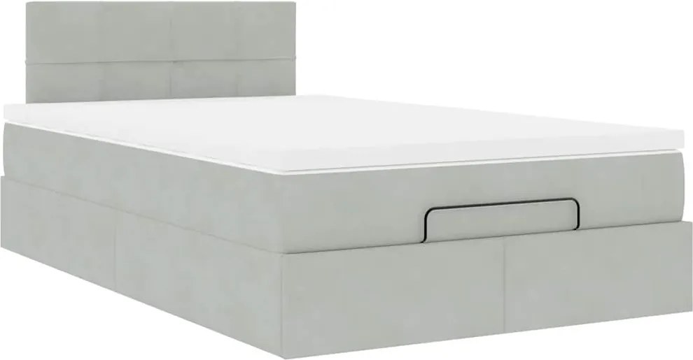 Osmanský rám postele s matrací světle šedá 120x200cm samet 3312614