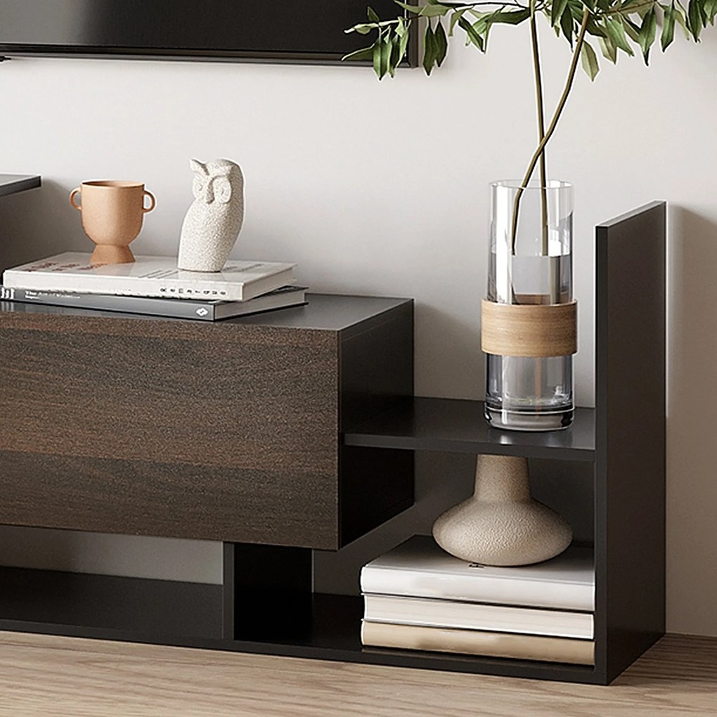 HOMCOM Sada nábytku do obývacího pokoje - Stojany na TV pro TV do 165 cm nebo konzole pro TV do 102 cm se stojanem na TV 153,6x25x42 cm a nástěnnou p…