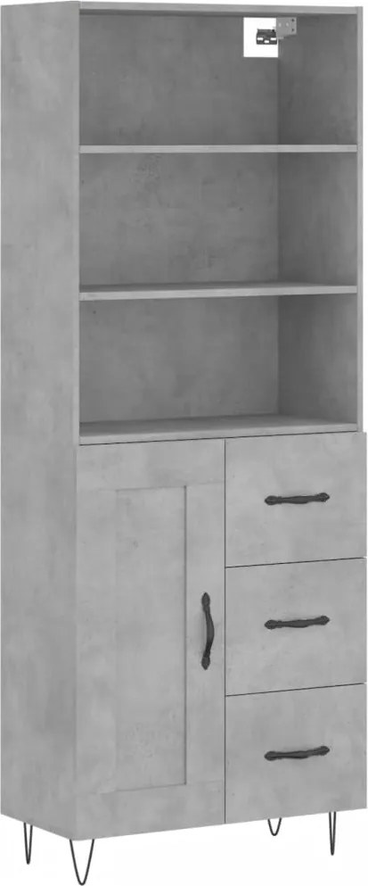 Skříň highboard betonově šedá 69,5x34x180 cm kompozitní dřevo 3190017