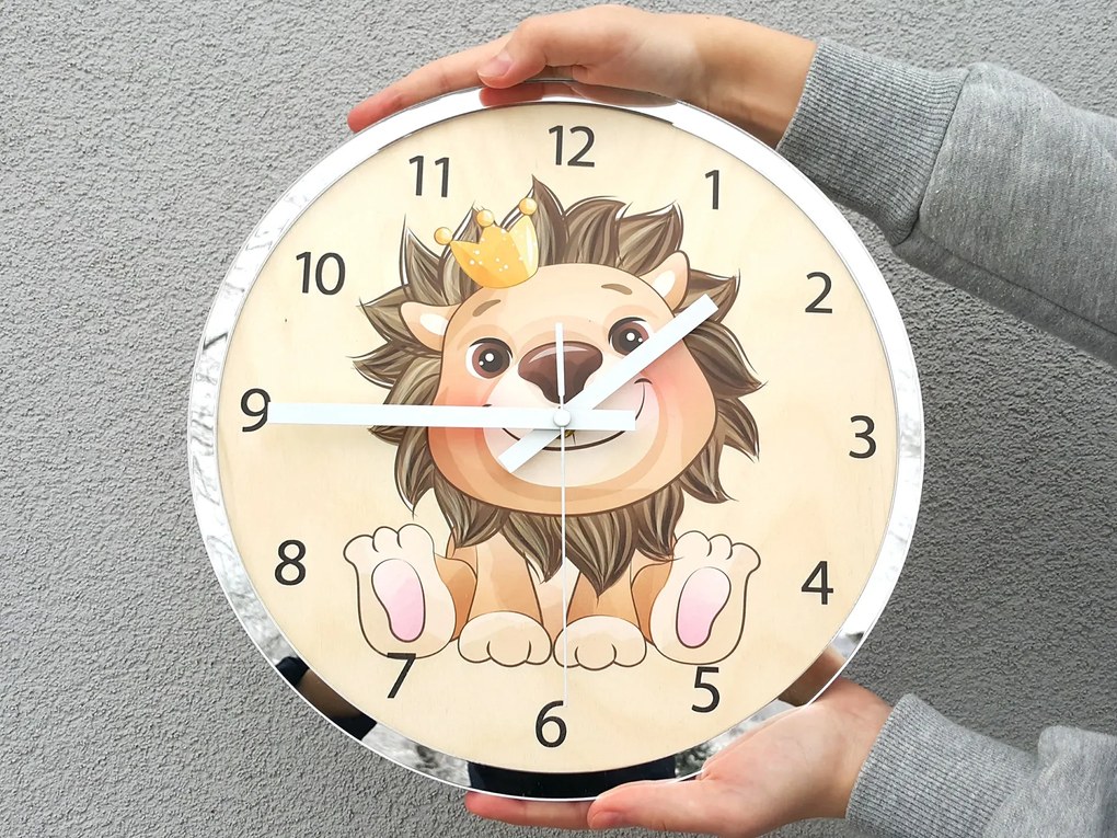 Dětské nástěnné hodiny Mirro Lev 30 cm vícebarevné