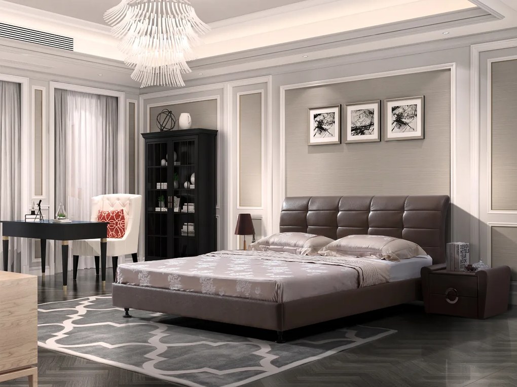Moderní kožená postel - Savona Barva: Černá