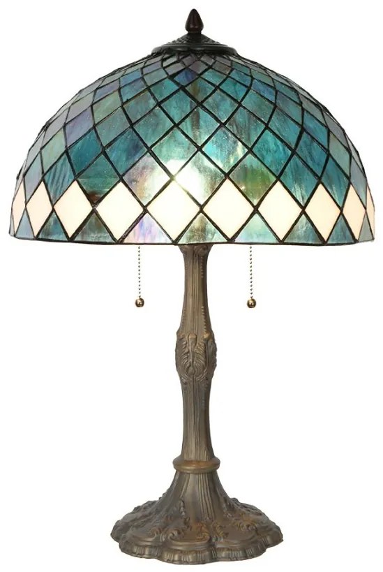 Modrá stolní lampa Tiffany Blue Ocean - Ø 40*61cm