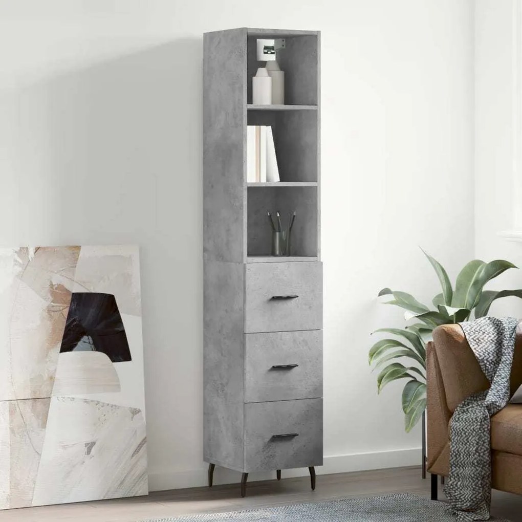 vidaXL Skříň highboard 34,5 x 34 x 180 cm kompozitní dřevo [3189721] Barva: Betonová šedá