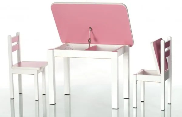 Kids Stůl a dvě židličky ST1 růžovo-bílá