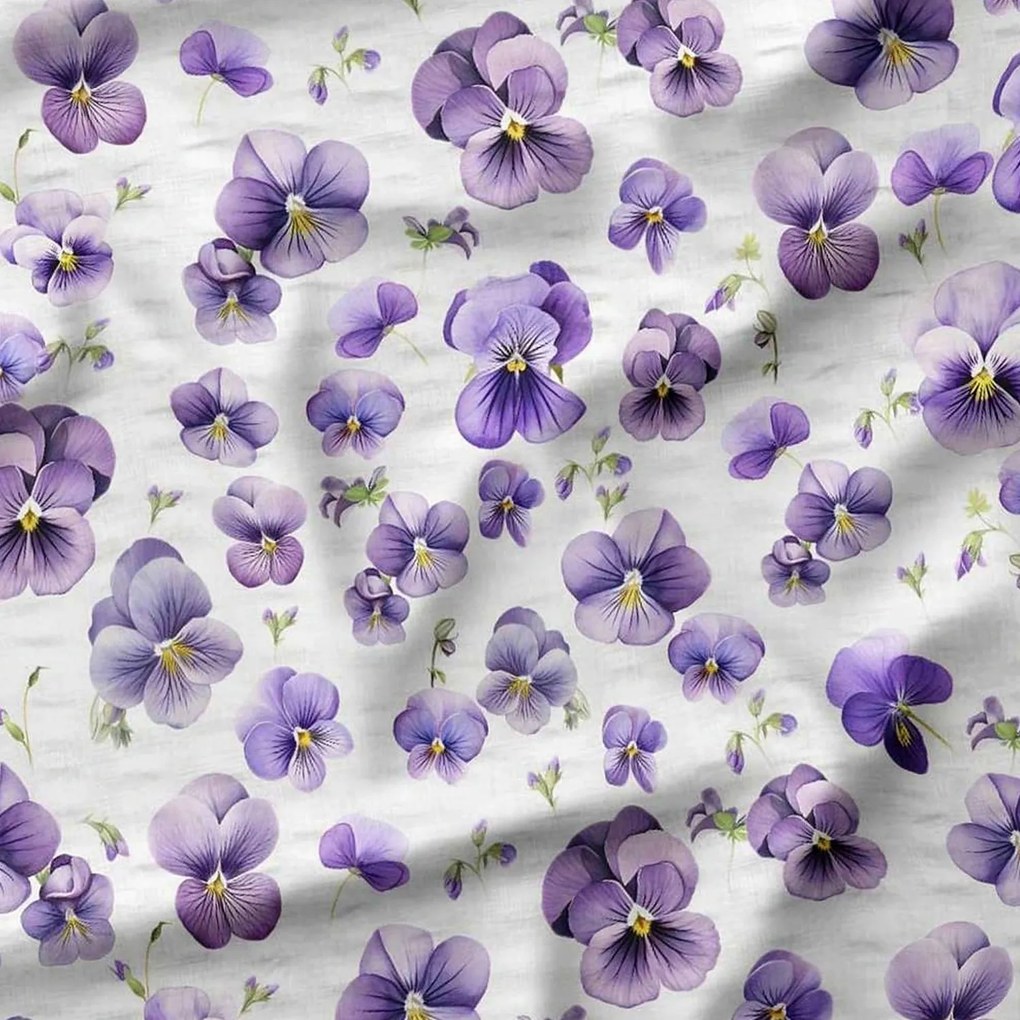 Krepové perkálové povlečení Macešky Velikost: 140 x 200 + 70 x 90
