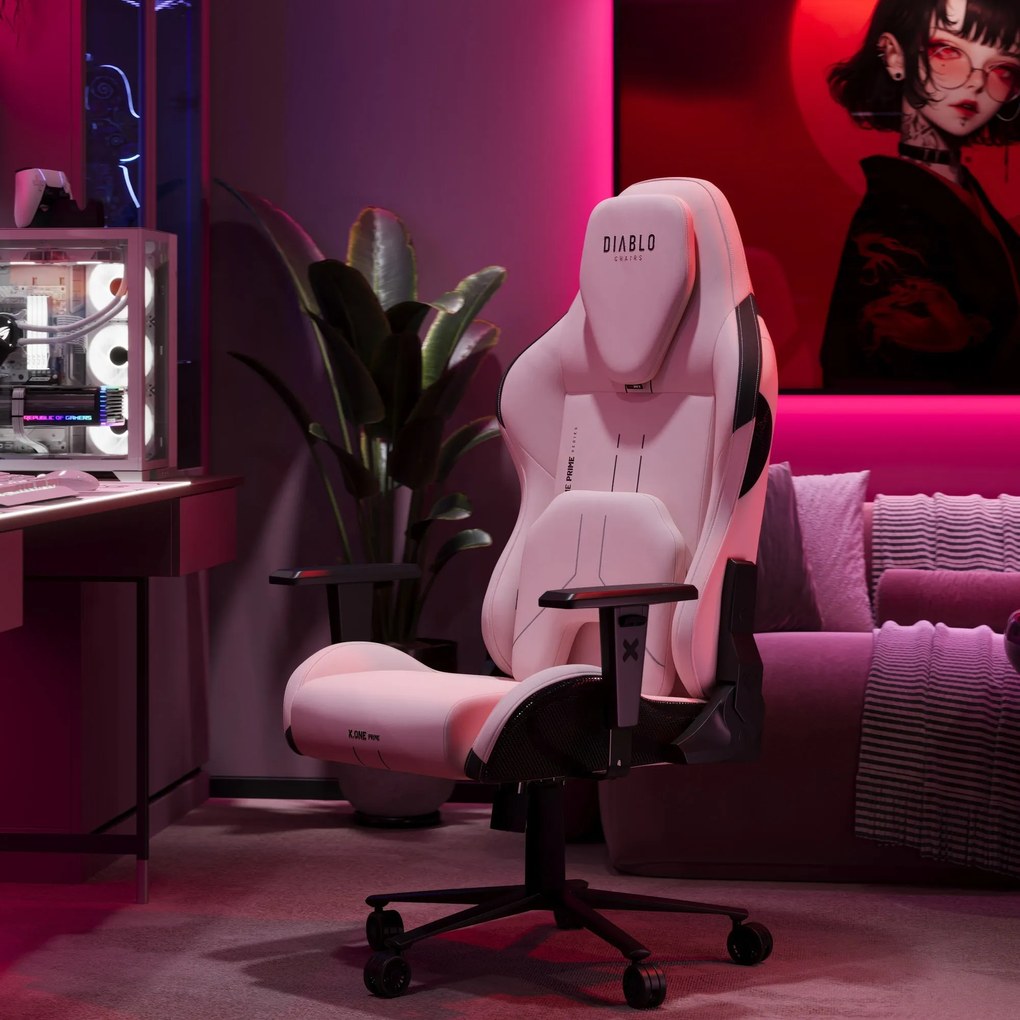 Herní židle Normal Size, černý-růžový: Diablo X-One Prime Akira Pink