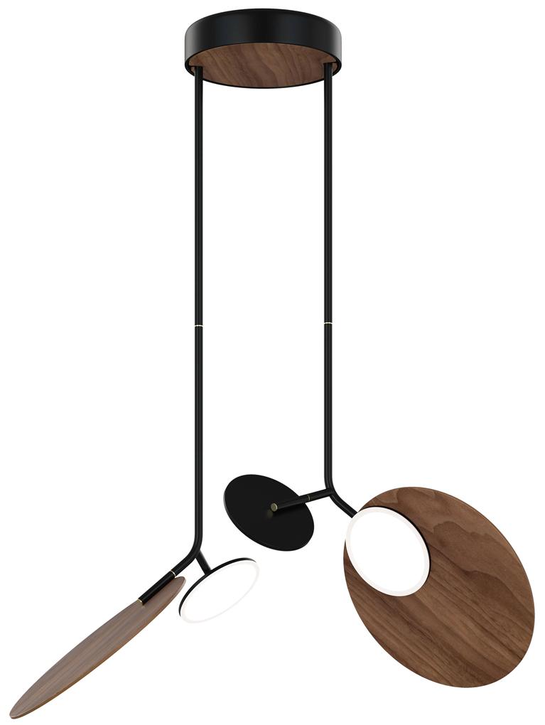 Závěsná lampa Ballon dvojitá, více variant - TUNTO Model: zlatý rám / 24k zlato, bílý baldachýn, panel a baldachýn - ořechová překližka