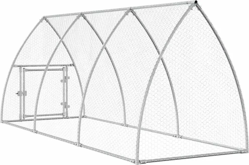 Klec pro kuřata stříbrná 300 x 105 x 120 cm pozinkovaná ocel 172553