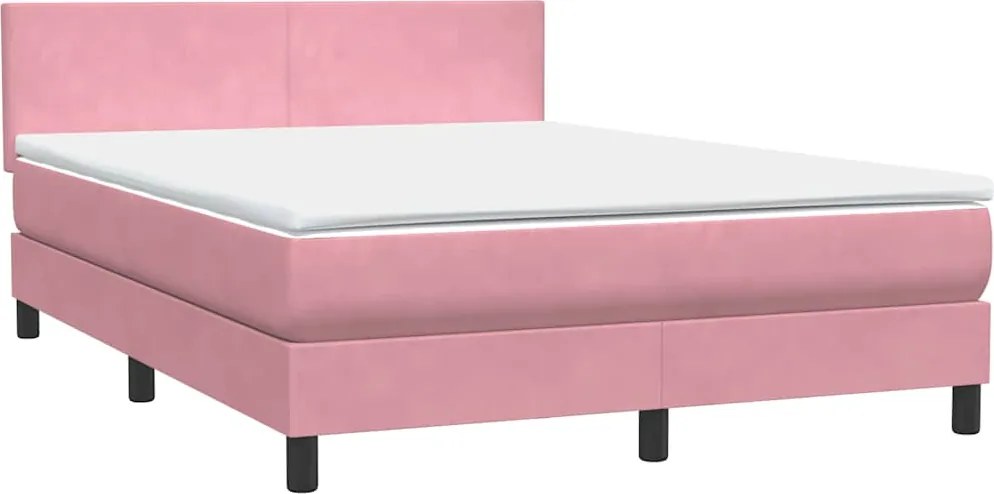 Box spring postel s matrací a LED růžová 160x210 cm samet 3316700
