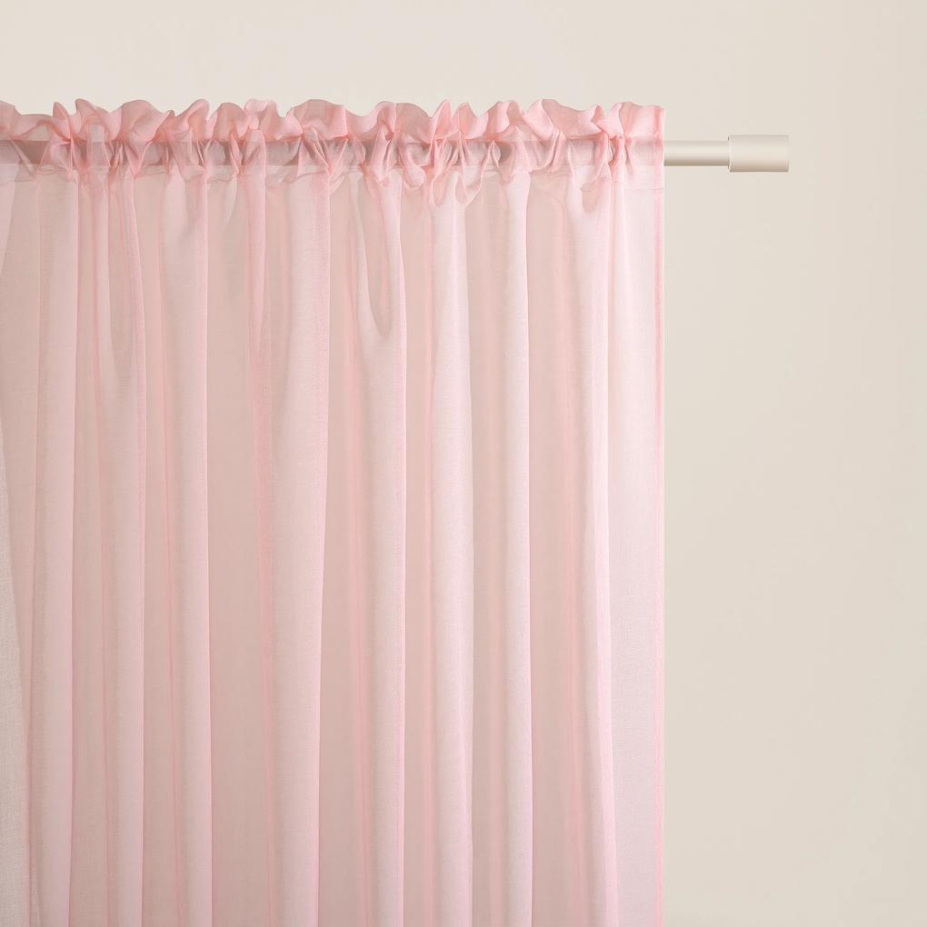 Room99 Záclona na pásce Flavia s volánmi Jednobarevná Barva: Světle růžová, Velikost: 140 x 260 cm
