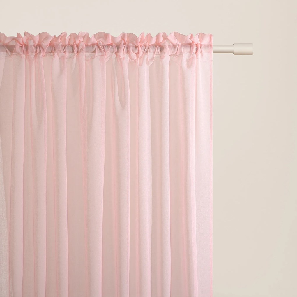 Room99 Záclona na pásce Flavia s volánmi Jednobarevná Barva: Světle růžová, Velikost: 250 x 250 cm