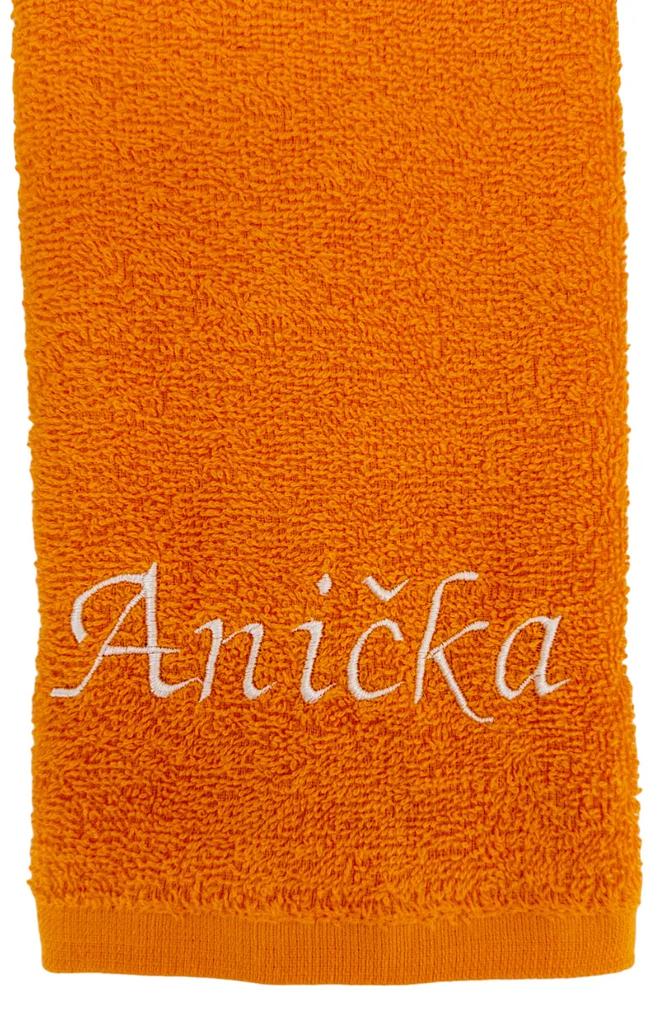 Malý oranžový ručník s vlastním textem 30 x 50 cm