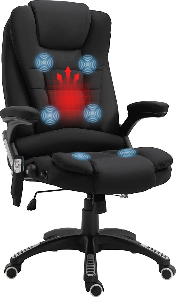 Vinsetto kancelářská židle s vibracemi, ergonomická pracovní židle s ohřevem, polohovací funkce, výškově nastavitelná exekutivní židle s dálkovým ovlá
