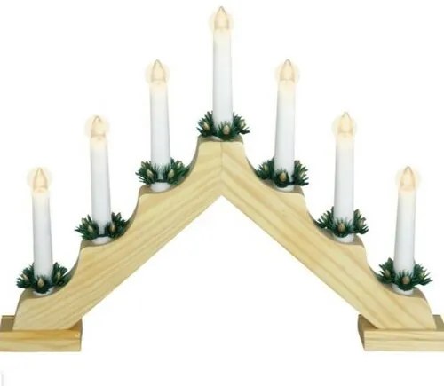 LED Dřevěný svícen Advent, 7x LED, 41 x 30 x 5,5 cm