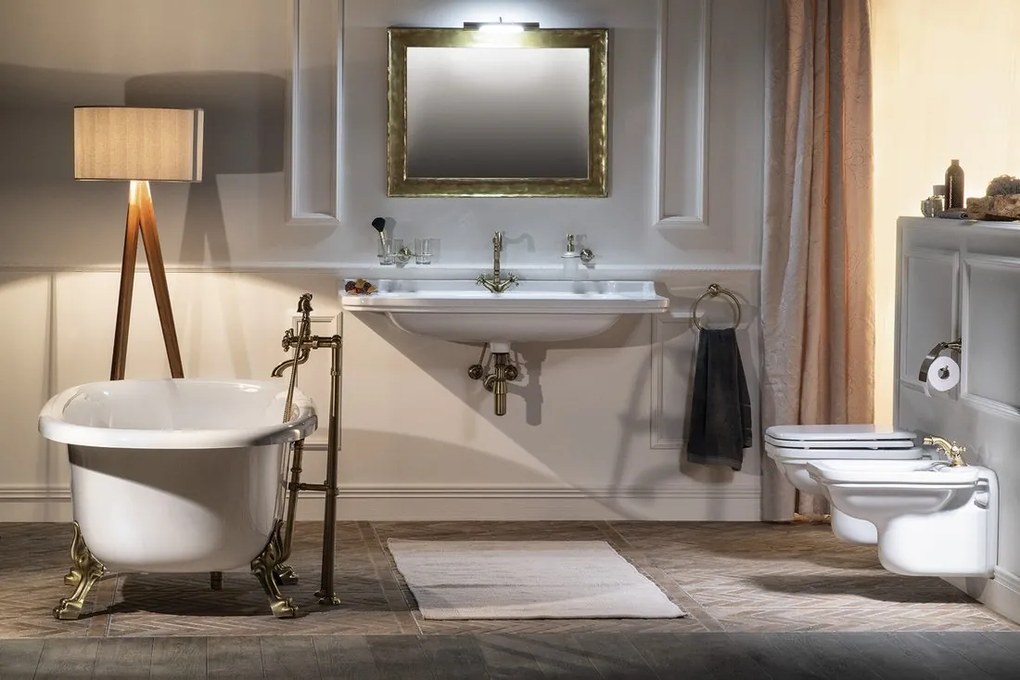 Kerasan Kerasan, WALDORF WC kombi, spodní/zadní odpad, bílá-bronz, WCSET18-WALDORF