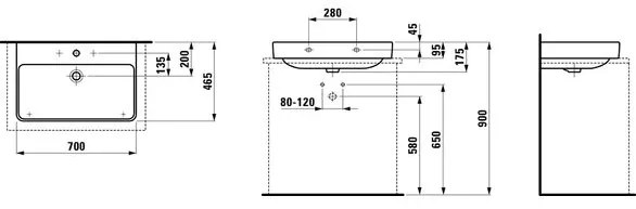 Laufen Pro S Umyvadlo broušené 70 x 46,5 cm, bílá H8169670001041